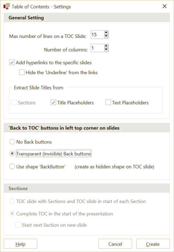 Table Of Contents (TOC)